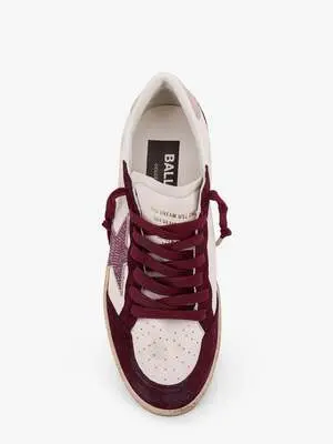 GOLDEN GOOSE Ballstar Leather Sneakers With Swarovski Logo