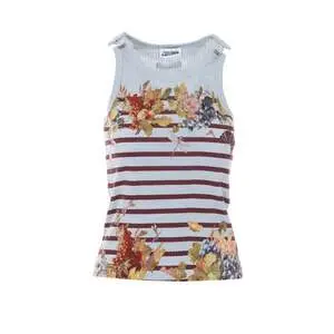 JEAN PAUL GAULTIER Striped Grape Print Tank Top - Gray