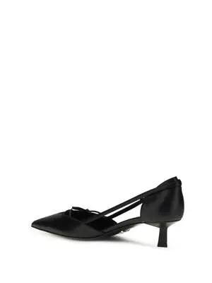 Prada Side-cut Leather Pumps With Bow Detailing - Black