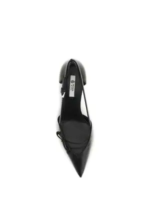 Prada Side-cut Leather Pumps With Bow Detailing - Black