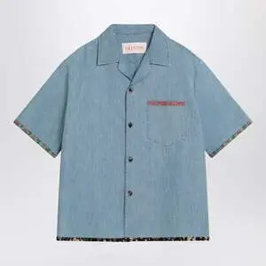 Valentino Garavani Denim Shirt With Floral Trims