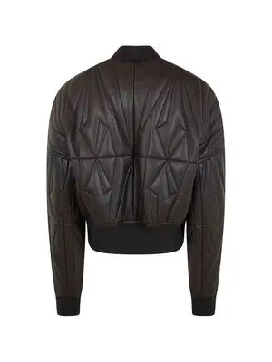 Moncler Leather Quilted Bomber Jacket