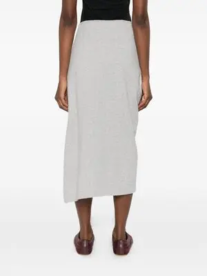 Dries Van Noten Grey Ruched Detail Asymmetric Hem Cotton Skirt - Multicolor