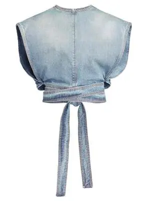 Alaïa Belted Denim Top - Blue