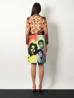 Versace Printed Silk Twill Midi Skirt - Multicolor