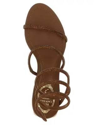 Rene Caovilla Cleo' Crystal Embellished Leather Sandals - Brown
