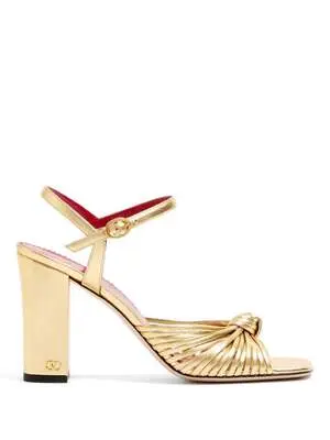 Valentino Garavani Nappa Leather Knot Detail Sandals - Silver