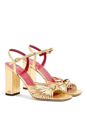 Valentino Garavani Nappa Leather Knot Detail Sandals - Silver