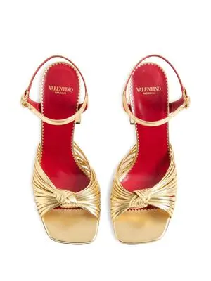 Valentino Garavani Nappa Leather Knot Detail Sandals - Silver