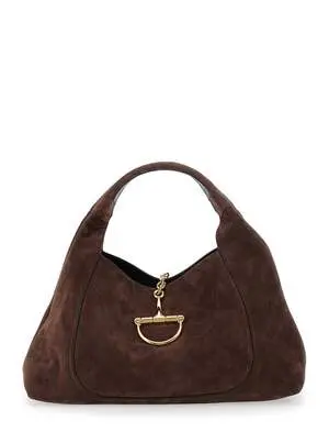 Gucci Softbit Large Suede Shoulder Bag With Horsebit Closure - Brown