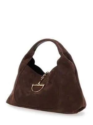 Gucci Softbit Large Suede Shoulder Bag With Horsebit Closure - Brown