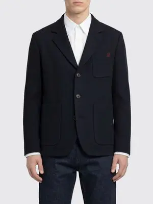 Loewe Wool Jacket With Embroidered Logo - Blue