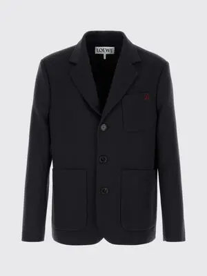 Loewe Wool Jacket With Embroidered Logo - Blue