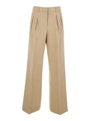 Moncler Michaela Cotton Blend Wide Leg Trousers - Multicolor