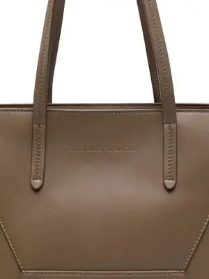 Brunello Cucinelli Calf Leather Tote Bag With Pouch - Brown