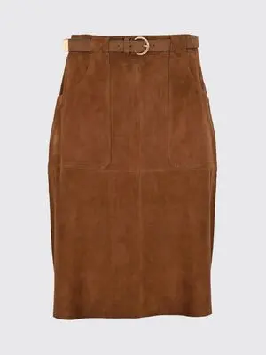 Max Mara Suede Belted Skirt - Brown