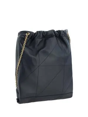 Saint Laurent Pochon Bucket Bag In Lambskin Leather - Black