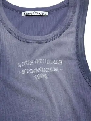 Acne Studios Ribbed Knit Tank Top With Faded Logo Print