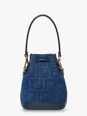 Fendi Mon Tresor Ff Flocked Denim Bucket Bag - Multicolor