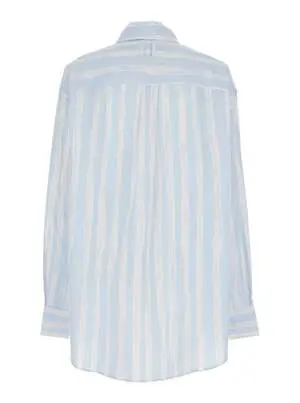 Jacquemus La Chemise Camargue' Light Blue T-shirt With Classic Collar And All-over Stripe Motif In Cotton For - Multicolor