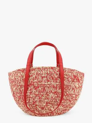 Loewe Medium Raffia And Leather Shoulder Bag With 3d Anagram Logo - Red