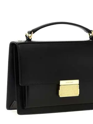 GOLDEN GOOSE Venezia Leather Handbag With Metal Clip Closure - Black