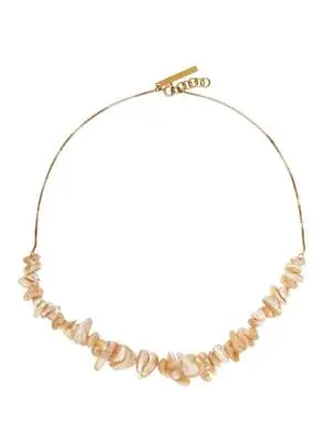 Dries Van Noten Beaded Necklace With Brass Accents - Silver