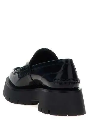 Alexander Wang Carter Lug Leather Loafers With Metal Logo - Black