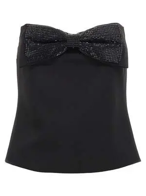 SELF-PORTRAIT Crepe Bandeau Top With Embellished Bow Detail
