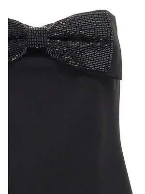 SELF-PORTRAIT Crepe Bandeau Top With Embellished Bow Detail