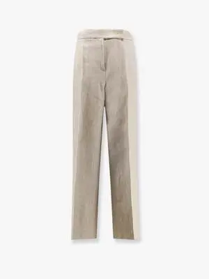 Max Mara Beige Linen Trousers - Multicolor