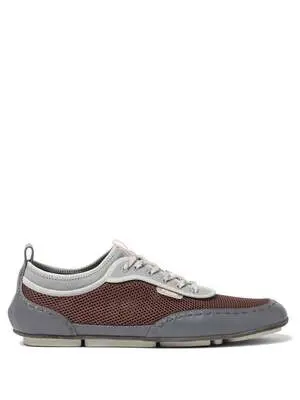 Fendi Fendi Fit Mesh And Leather Sneakers Gray