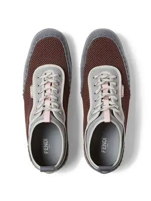 Fendi Fit Mesh And Leather Sneakers - Gray