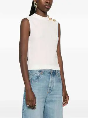 Balmain Sleeveless Knit Top With Button Details