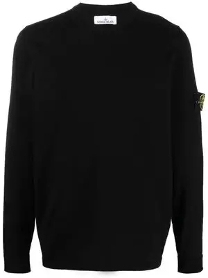Stone Island Lightweight Cotton Crewneck Jumper - Black