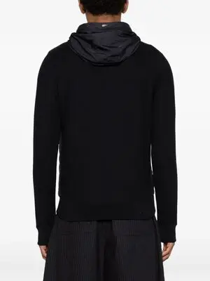 Herno Piqué Knit And Nylon Jacket With Hood - Blue