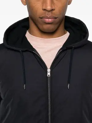 Herno Piqué Knit And Nylon Jacket With Hood - Blue