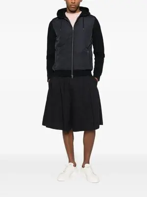 Herno Piqué Knit And Nylon Jacket With Hood - Blue