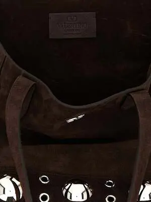 Valentino Garavani Nellcôte Medium Shopping Bag With Stud Embellishments - Brown