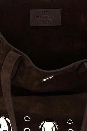 Valentino Garavani Nellcôte Medium Shopping Bag With Stud Embellishments - Brown