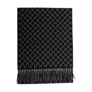 Gucci Wool And Cashmere Scarf Gg - Gray