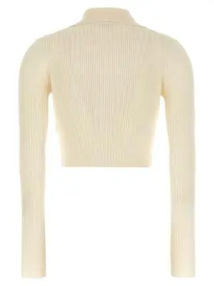 JIL SANDER Ribbed Collared Crop Cardigan
