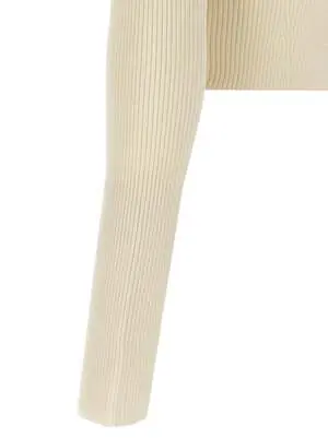 JIL SANDER Ribbed Collared Crop Cardigan