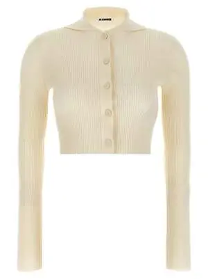 JIL SANDER JIL SANDER Ribbed Collared Crop Cardigan