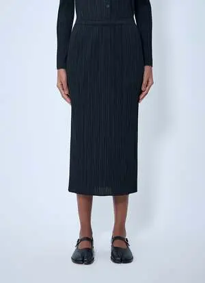 Issey Miyake Pleated Midi Skirt - Black
