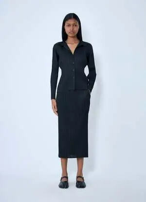 Issey Miyake Pleated Midi Skirt - Black