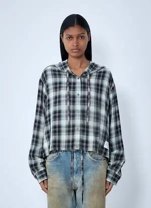 Acne Studios Hooded Check Shirt - Green