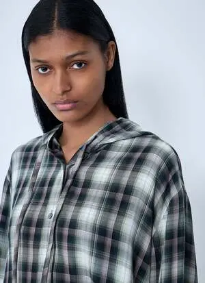 Acne Studios Hooded Check Shirt - Green
