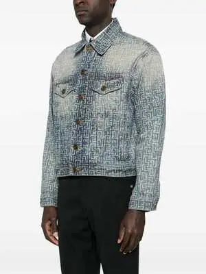 Balmain Monogrammed Denim Jacket - Blue