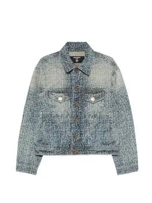 Balmain Monogrammed Denim Jacket - Blue
